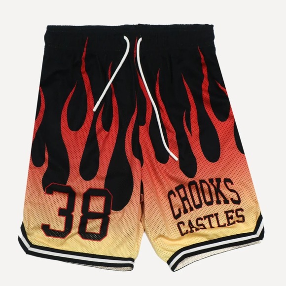 Crooks & Castles | Shorts | Crooks Castles Mens Fire Flame Mesh ...